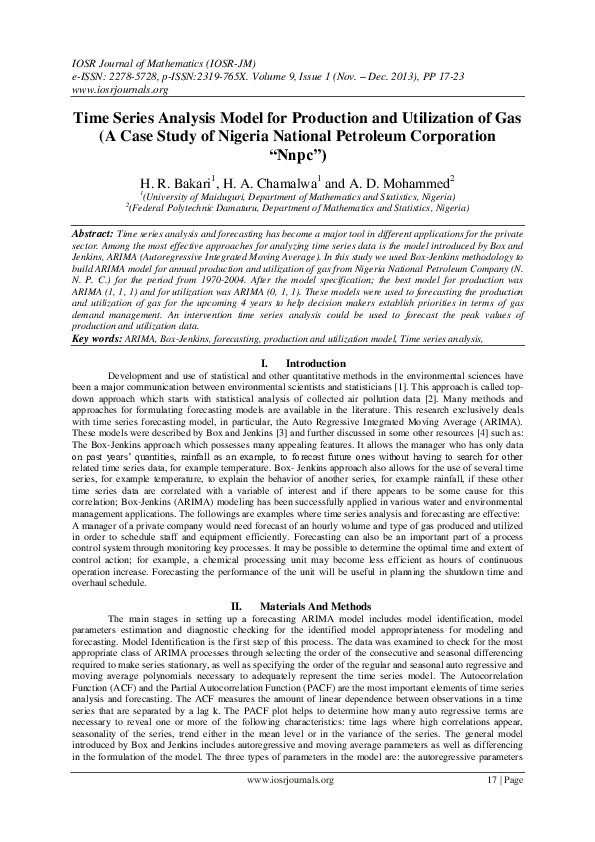 (PDF) Time Series Analysis Model for Production and Utilization of Gas ...