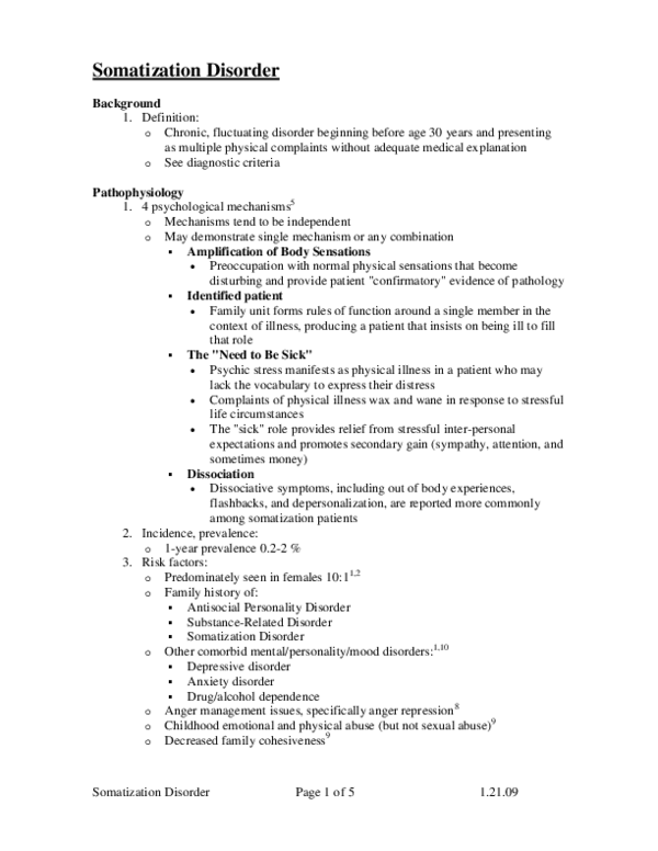 (PDF) Somatization disorder
