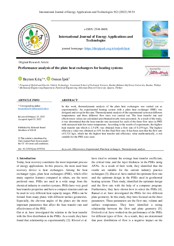(PDF) Performance analysis of the plate heat exchangers for heating systems