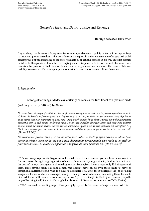 (PDF) Seneca's Medea and De ira: justice and revenge