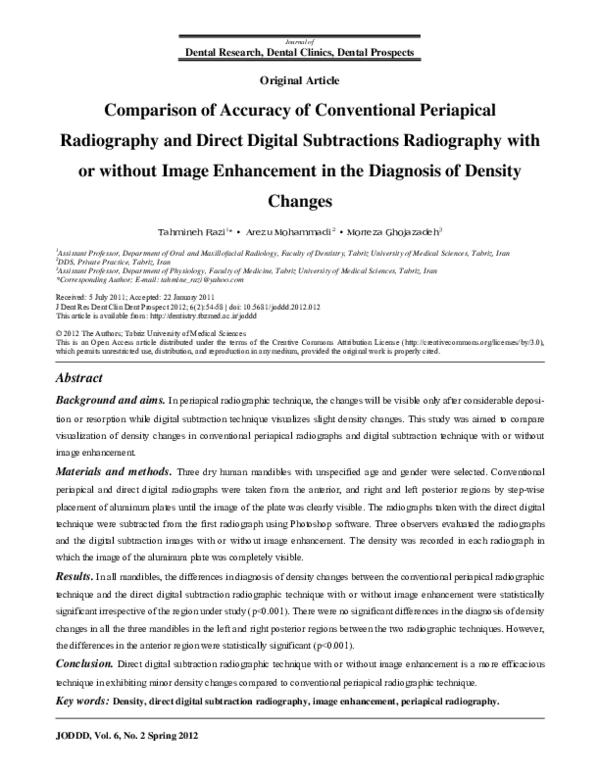 (PDF) Comparison of Accuracy of Conventional Periapical Radiography and ...
