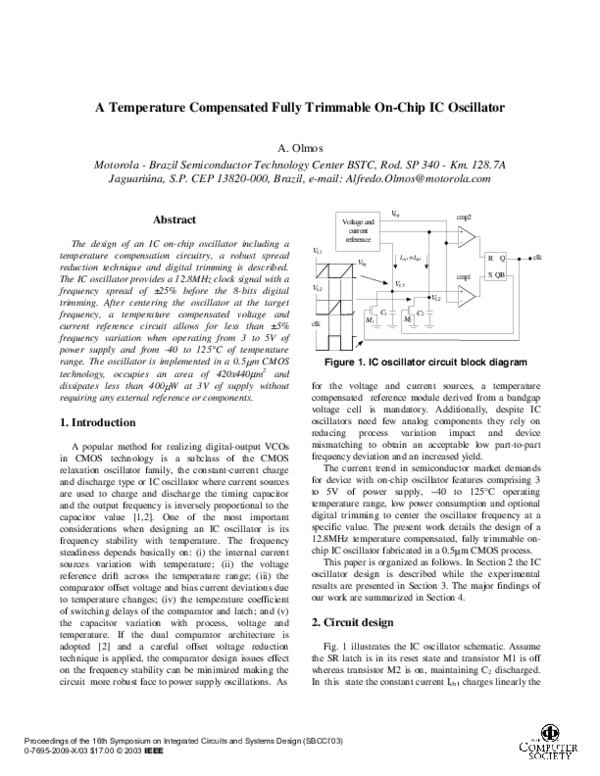 (PDF) A temperature compensated fully trimmable on-chip IC oscillator