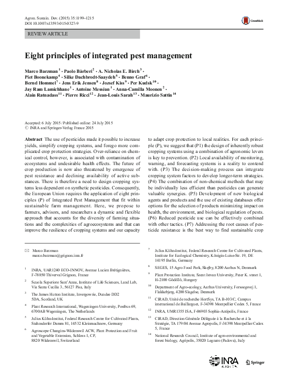 (PDF) Eight principles of integrated pest management