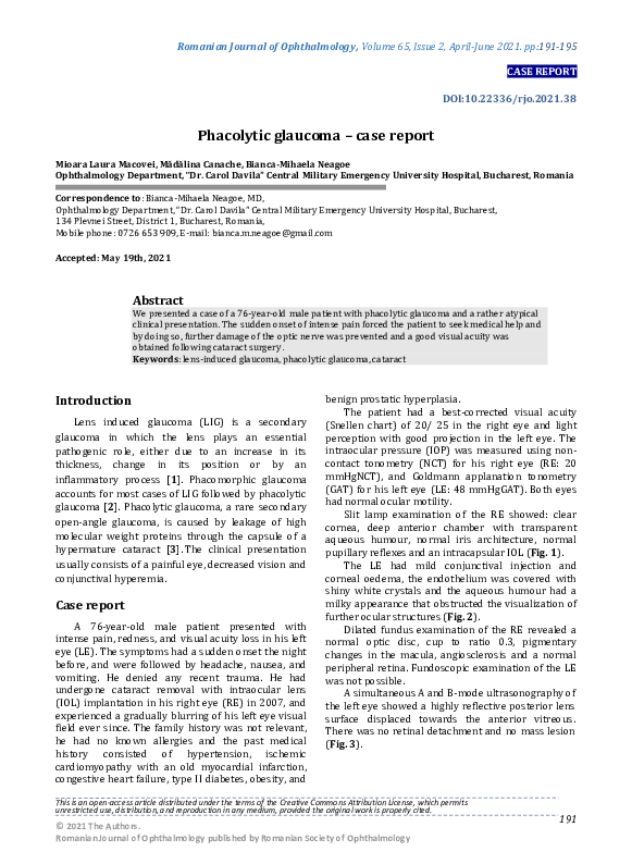 (PDF) Phacolytic glaucoma – case report