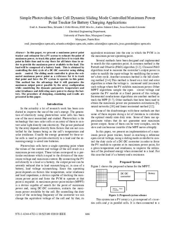(PDF) Simple photovoltaic solar cell dynamic sliding mode controlled ...
