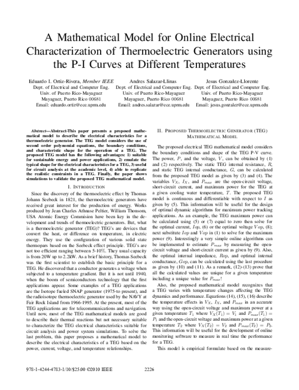 (PDF) A mathematical model for online electrical characterization of ...