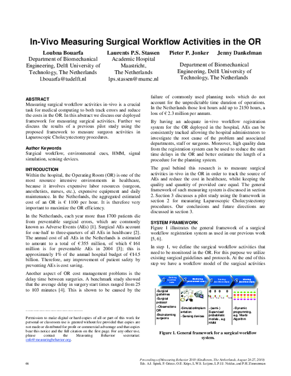 (PDF) In-Vivo Measuring Surgical Workflow Activities in the OR