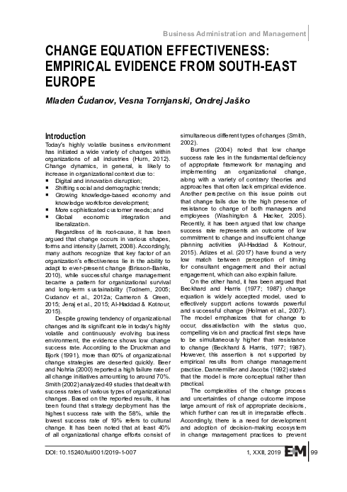 (PDF) Change equation effectiveness: empirical evidence from South-East ...