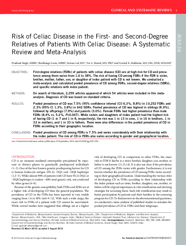 (PDF) Risk of Celiac Disease in the First- and Second-Degree Relatives of Patients With Celiac ...