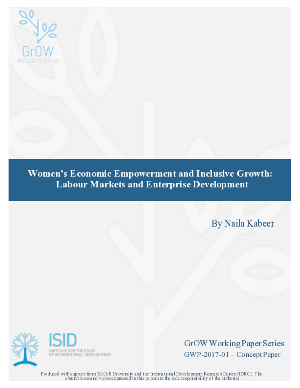 (PDF) Women's economic empowerment and inclusive growth: labour markets ...