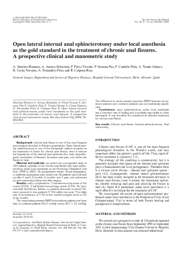 (PDF) Open lateral internal anal sphincterotomy under local anesthesia ...