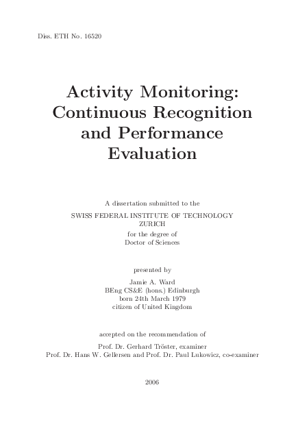 (PDF) Activity monitoring : continuous recognition and performance ...