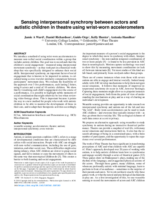 (PDF) Sensing interpersonal synchrony between actors and autistic ...