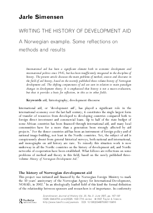 (PDF) Writing the History of Development Aid