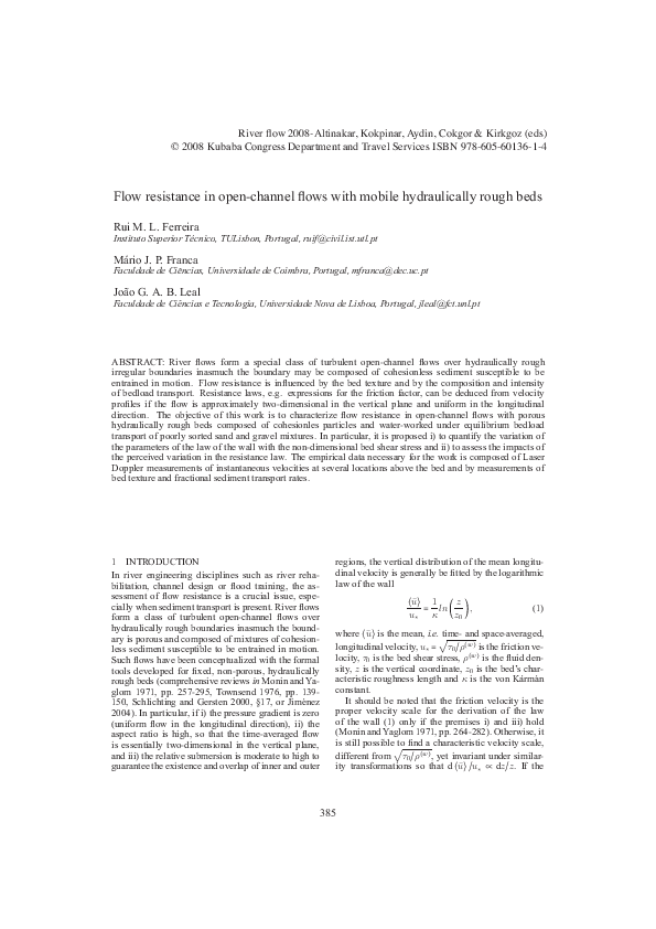 (PDF) Flow resistance in open-channel flows with mobile hydraulically rough beds
