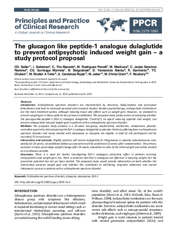 (PDF) The glucagon like peptide-1 analogue dulaglutide to prevent ...