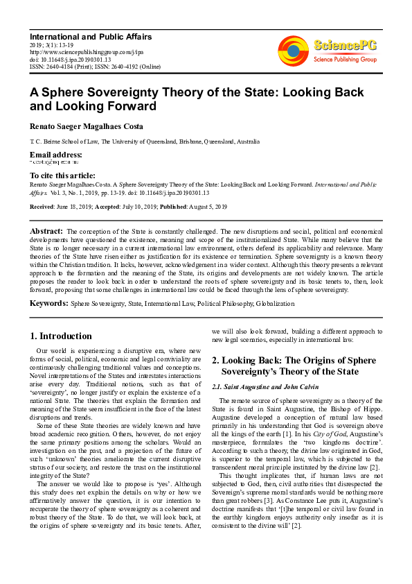 (PDF) A Sphere Sovereignty Theory of the State: Looking Back and ...