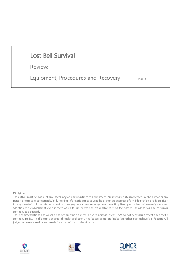 (PDF) Review: Survival in a Lost Diving Bell: Procedure and Equipment ...