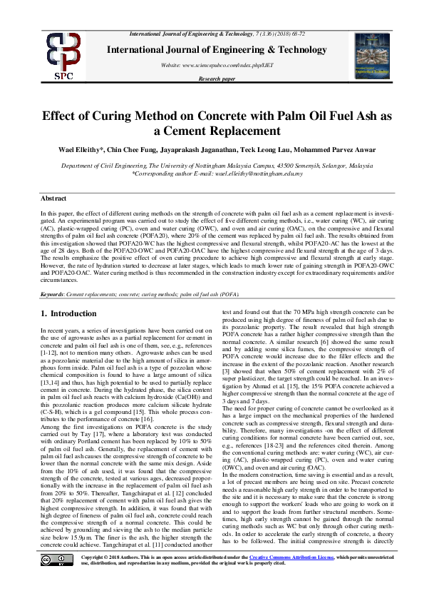 (PDF) Effect of Curing Method on Concrete with Palm Oil Fuel Ash as a ...