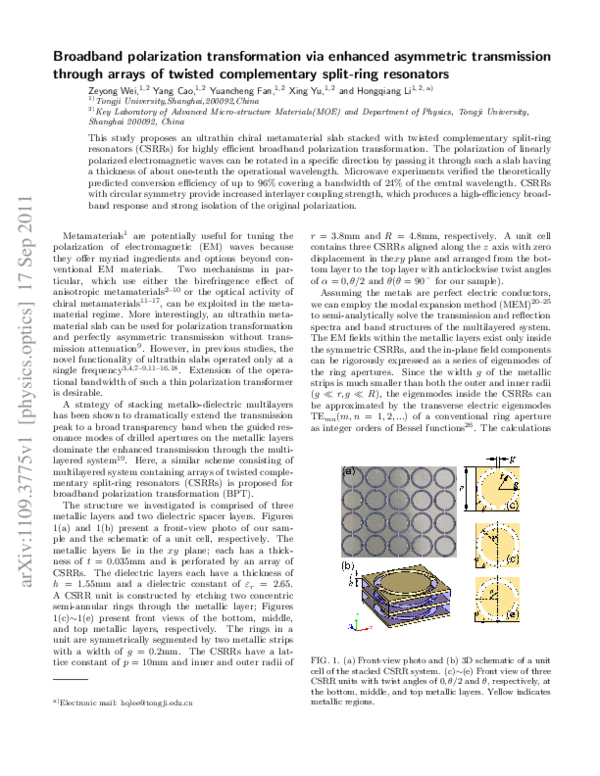 (PDF) Broadband polarization transformation via enhanced asymmetric ...