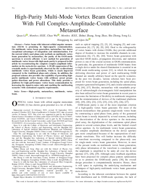 (PDF) High-Purity Multi-Mode Vortex Beam Generation With Full Complex ...