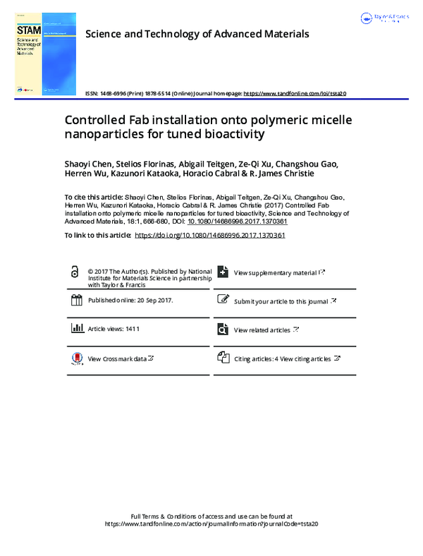 (PDF) Controlled Fab installation onto polymeric micelle nanoparticles ...