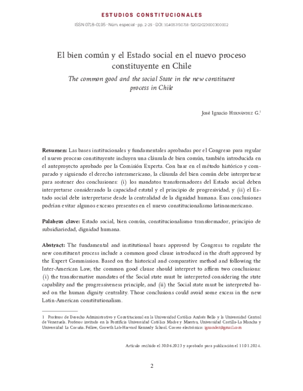 (PDF) El bien común y el Estado social en el nuevo proceso ...