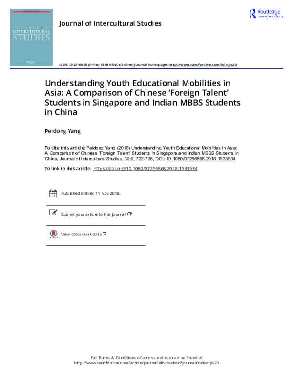 (PDF) Understanding Youth Educational Mobilities in Asia: A Comparison of Chinese ‘Foreign ...