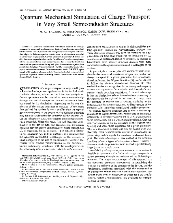 (PDF) Quantum mechanical simulation of charge transport in very small ...