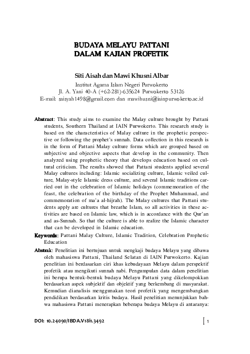 (PDF) Budaya Melayu Pattani dalam Kajian Profetik
