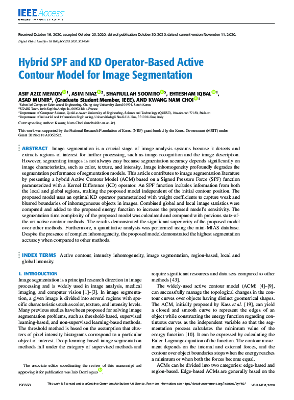 (PDF) Hybrid SPF-KD Active Contour Model for Enhanced Image Segmentation