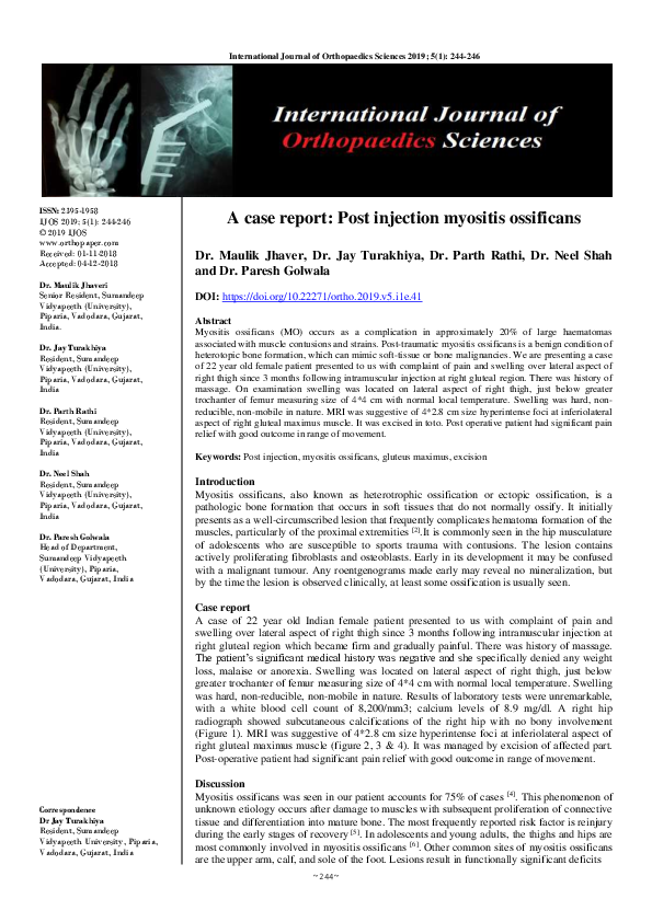 (PDF) A case report: Post injection myositis ossificans