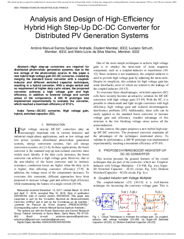 (PDF) Analysis and Design of High-Efficiency Hybrid High Step-Up DC–DC Converter for Distributed ...