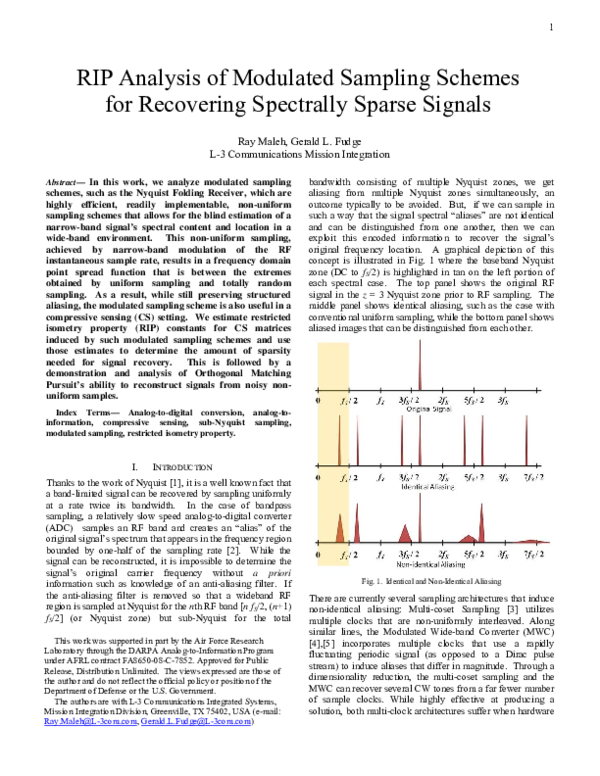 (PDF) RIP Analysis of Modulated Sampling Schemes for Recovering ...