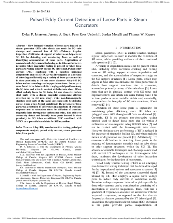 (PDF) Pulsed Eddy-Current Detection of Loose Parts in Steam Generators