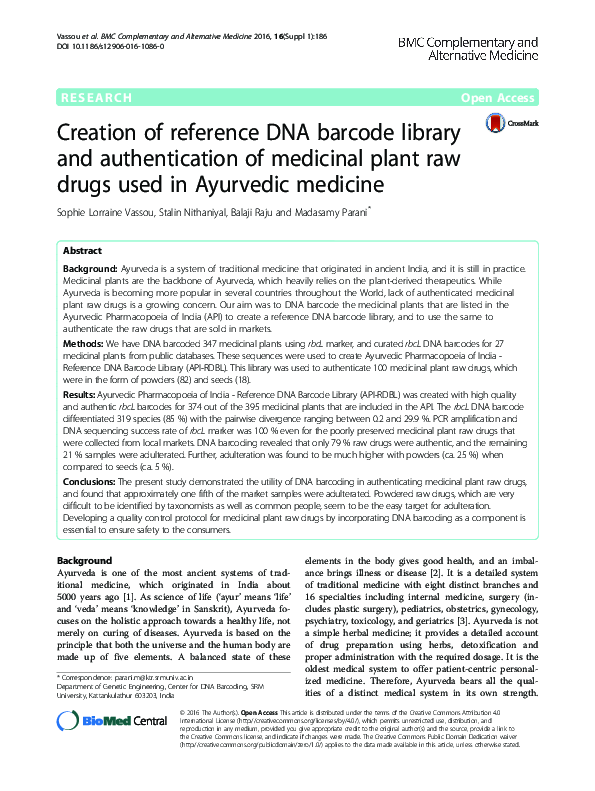 (PDF) Creation of reference DNA barcode library and authentication of ...