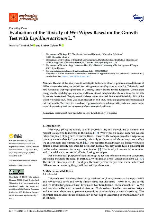 (PDF) Evaluation of the Toxicity of Wet Wipes Based on the Growth Test ...