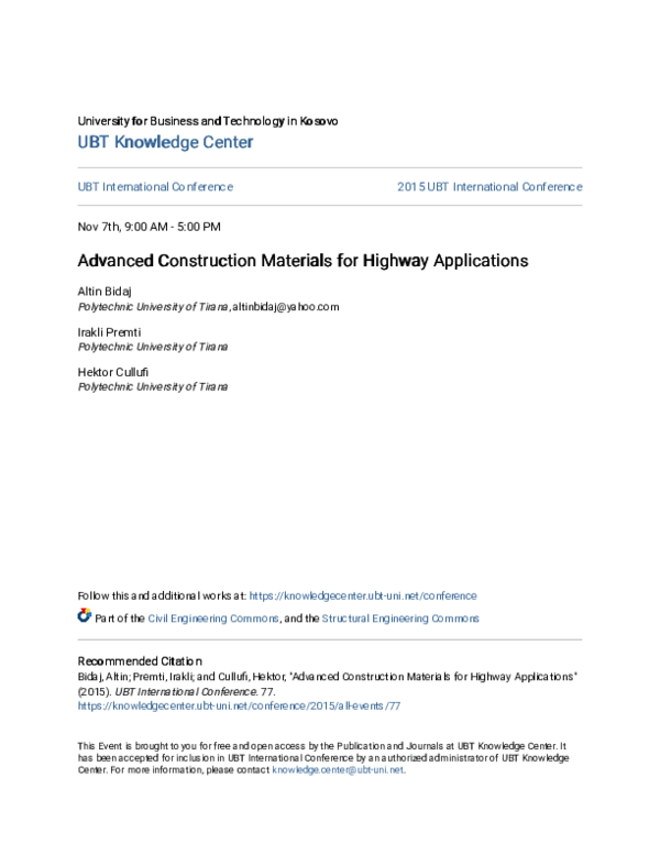 (PDF) Advanced Construction Materials for Highway Applications