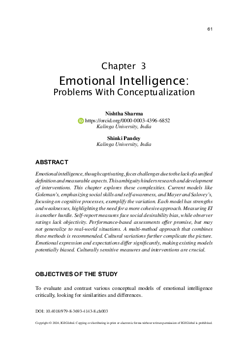 (PDF) Emotional Intelligence: Problems With Conceptualization