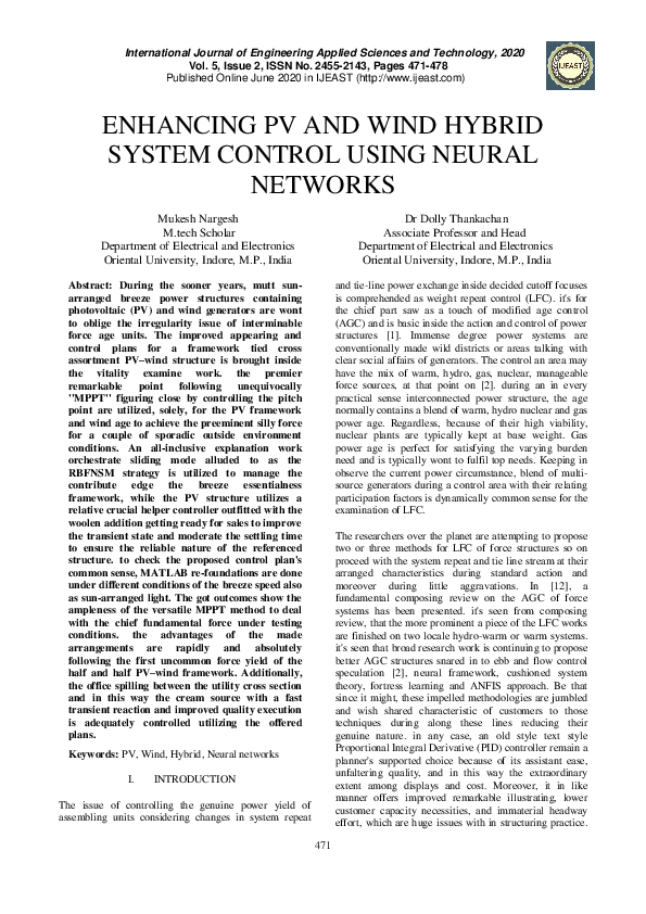 (PDF) Enhancing PV and Wind Hybrid System Control Using Neural Networks