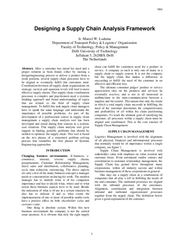 Pdf Supply Chain Analysis Tool Development 7640