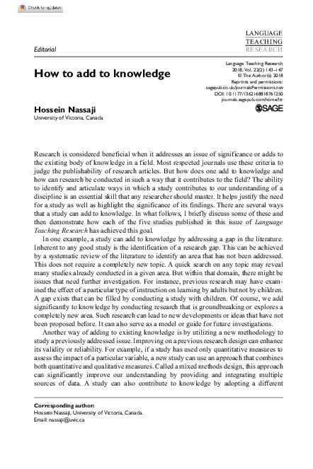 (PDF) How to add to knowledge