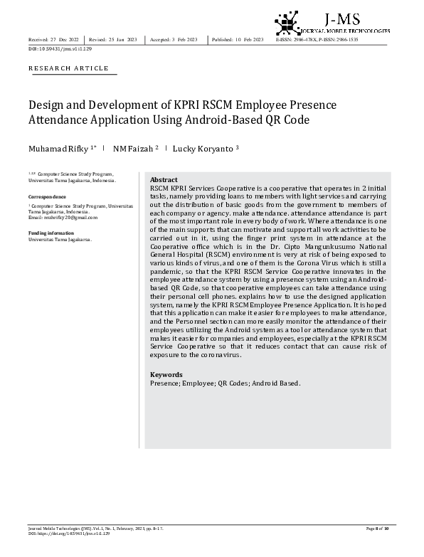 (PDF) Design and Development of KPRI RSCM Employee Presence Attendance Application Using Android ...