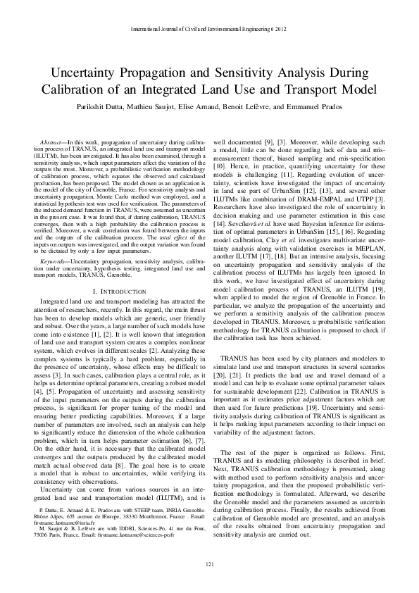 (PDF) Uncertainty Propagation and Sensitivity Analysis During Calibration of an Integrated Land ...