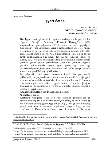 (PDF) İşyeri Stresi