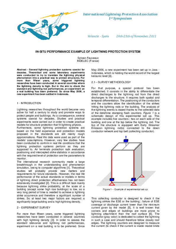 (PDF) IN-SITU PERFORMANCE EXAMPLE OF LIGHTNING PROTECTION SYSTEM