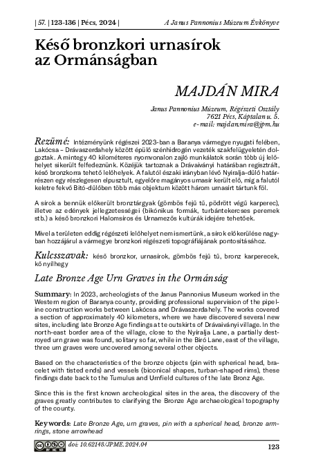 (PDF) Late Bronze Age Urn Graves in the Ormánság/Késő bronzkori ...