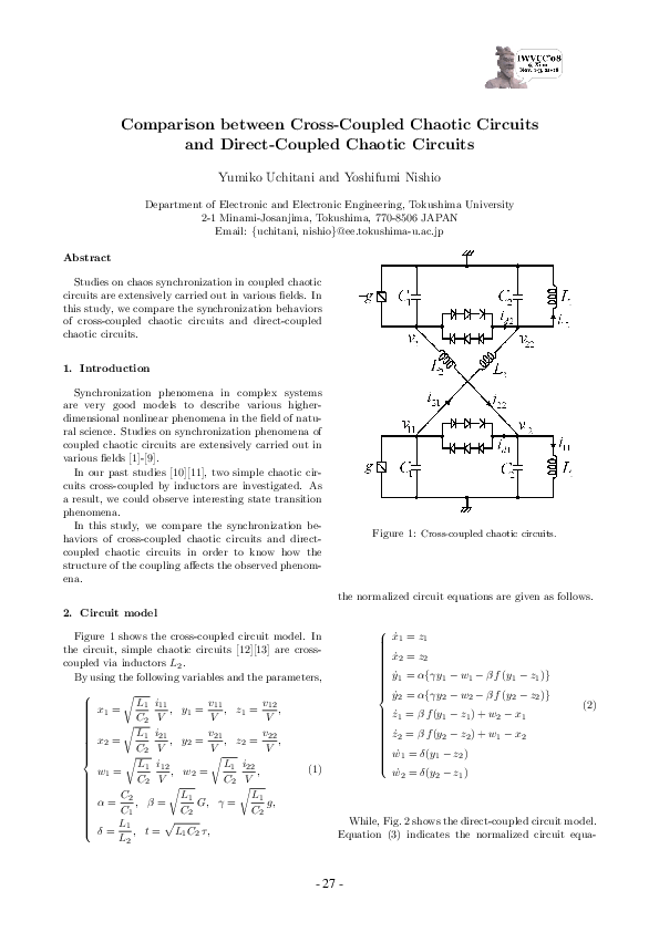 (PDF) Comparison between Cross-Coupled Chaotic Circuits and Direct-Coupled Chaotic Circuits