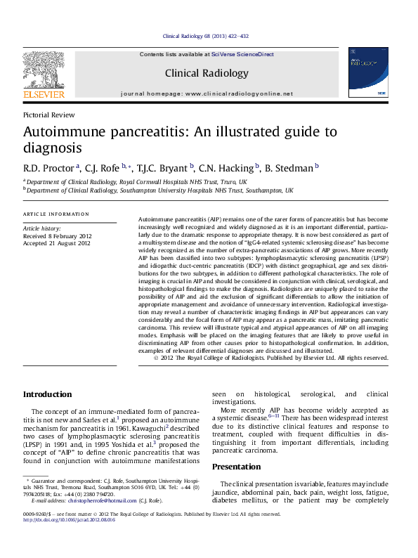 (PDF) Autoimmune pancreatitis: An illustrated guide to diagnosis