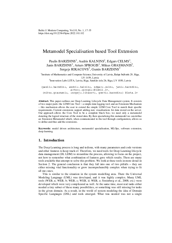 (PDF) Metamodel Specialisation based Tool Extension